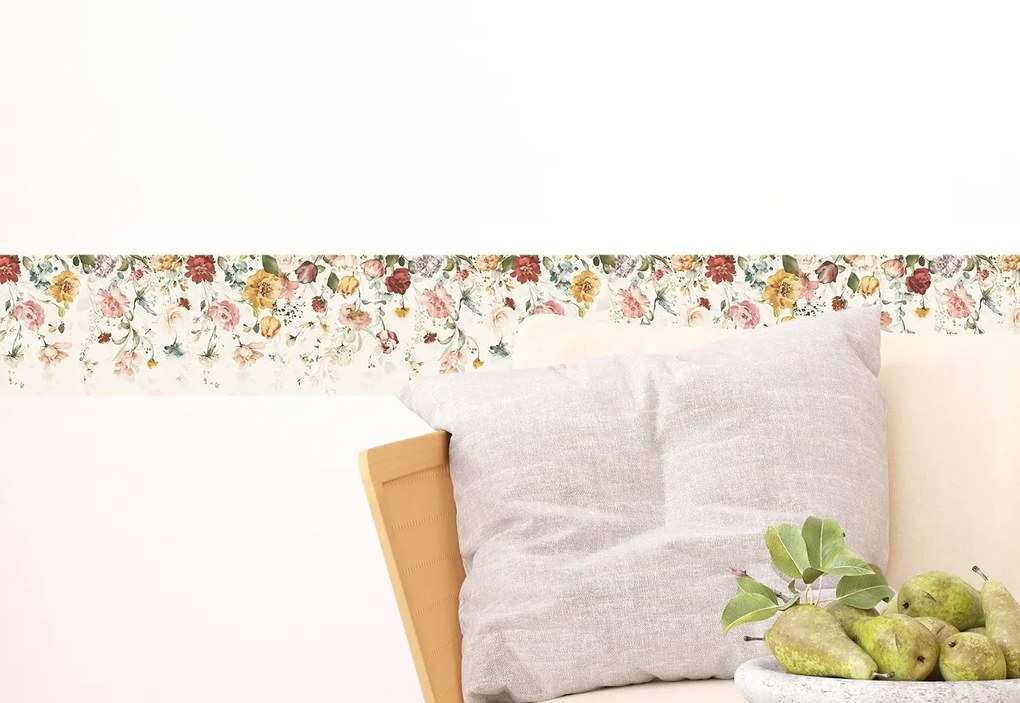 Samolepící bordura na zeď Akvarelové Květy | 5 m x 13.8 cm | DWB8479