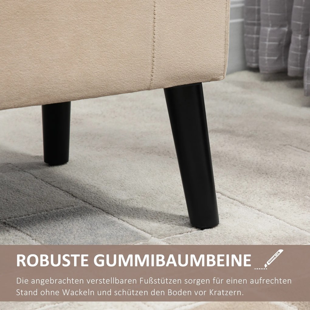 HOMCOM Lavice do obývacího pokoje Moderní čalouněná lavice s úložným prostorem, sametový polyester, kaučukové dřevo, područky, 115.5x43.5x66cm