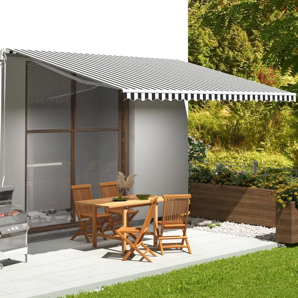 Náhradní plachta na markýzu antracitová a bílá 500 x 350 cm polyesterová 311992