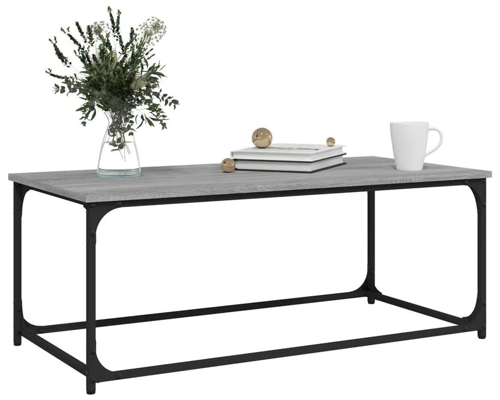 Konferenční stolek šedý sonoma 102x50x40 cm kompozit a železo - Default Title