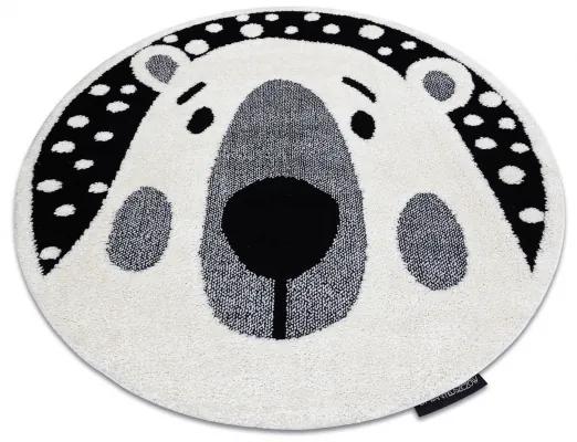 Kulatý dětský koberec JOY Lední medvěd krémový černý Rozměr: průměr 140 cm