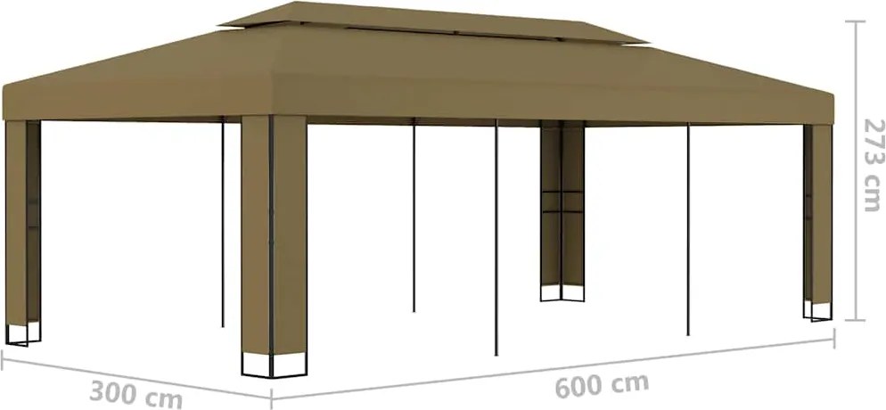 Altán s dvojitou střechou 3 x 6 m taupe 180 g/m² 312219