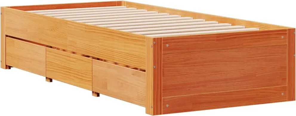 Postel s knihovnou bez matrace hnědá 75x190 cm masivní borovice 3308986