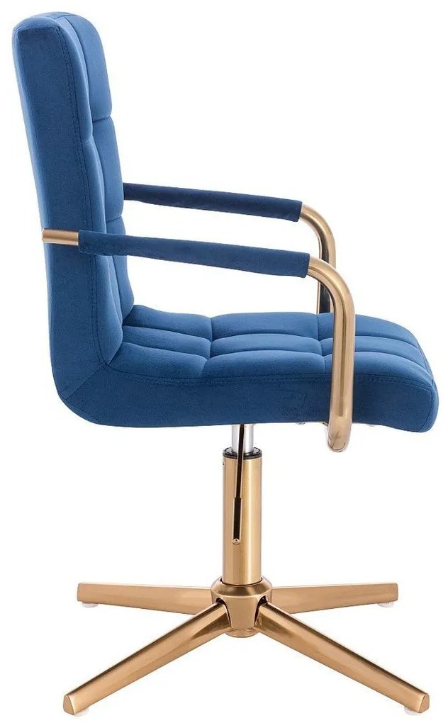 LuxuryForm DESIGN Otočná židle VERONA GOLD VELUR na zlatém kříži - modrá