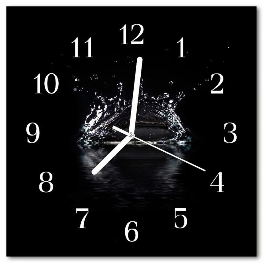 Nástenné skleněné hodiny voda 30x30 cm