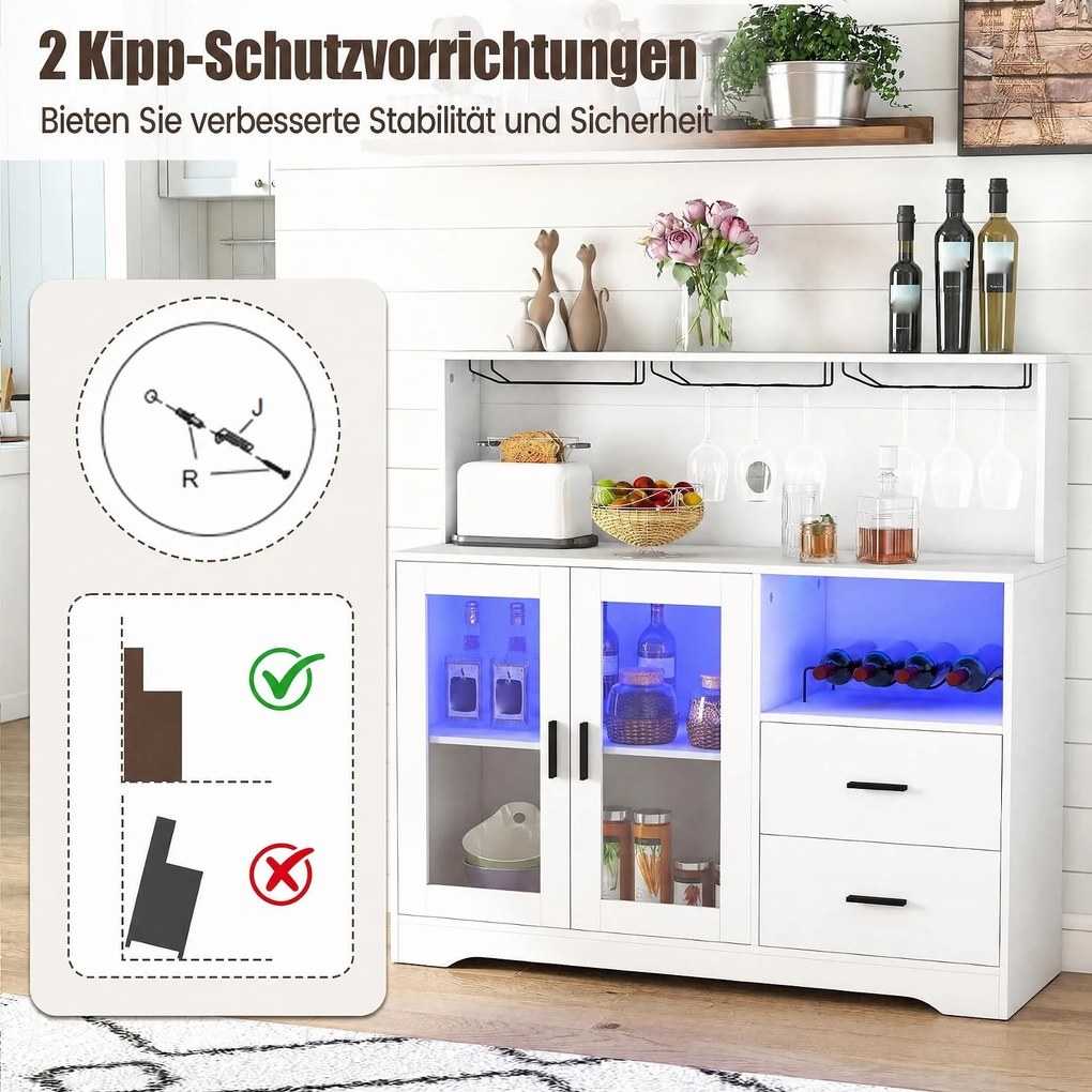 Costway Kuchyňská skříňka bufetová s otevřenými – 120 × 40 × 115,5 cm