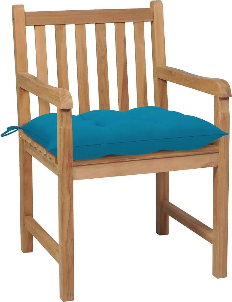 Zahradní židle 4 ks světle modré podušky masivní teak 3073023