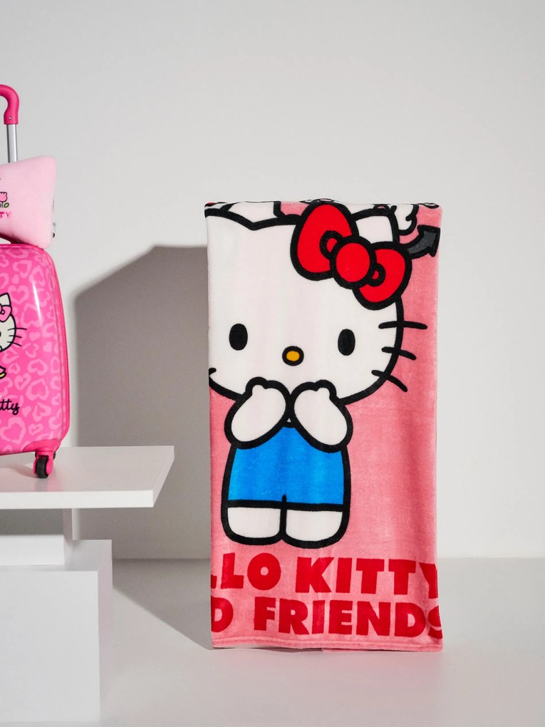 Sinsay - Deka s potiskem Hello Kitty - pastelová růžová