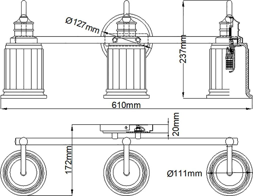 Koupelnové světlo nad zrcadlo Elstead SWELL 3 mosaz 3×G9