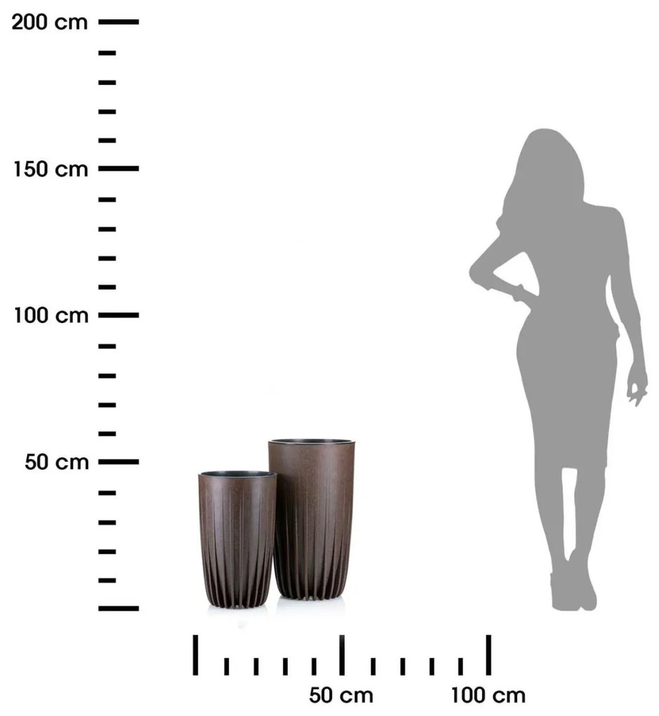 Sada 2 květináčů STRIPPED ECO kávově hnědá/Espresso