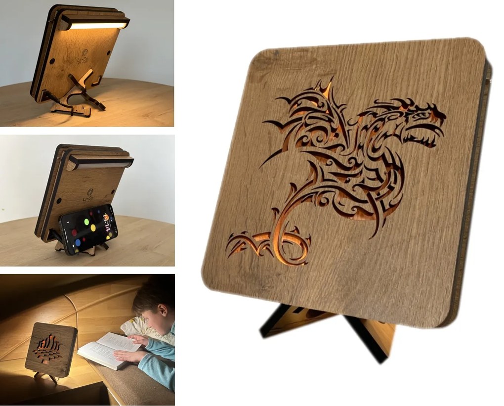 Li-Go "Drak" lampa 19x19cm provedení povrchu: ořech