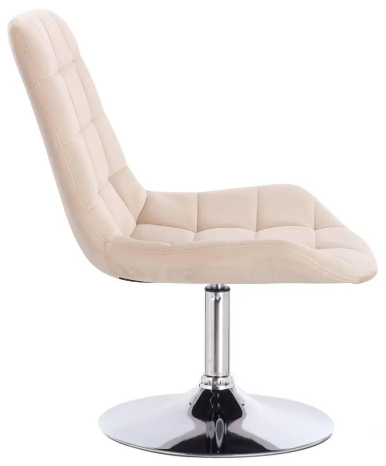 LuxuryForm DESIGN Otočná židle PARIS VELUR na stříbrném talíři - krémová