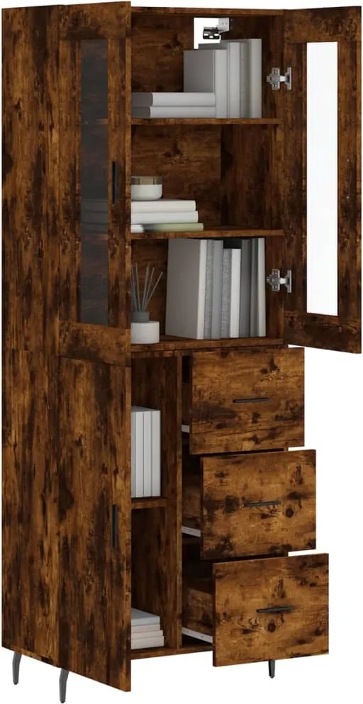 Skříň highboard kouřový dub 69,5 x 34 x 180 cm kompozitní dřevo 3198486