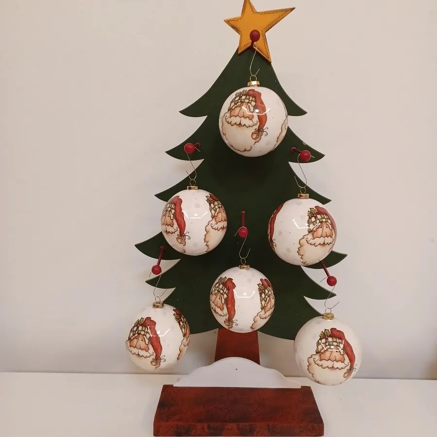 Sada vánočních ozdob koule 8 cm, Santa Claus, plast, balení 6 ks