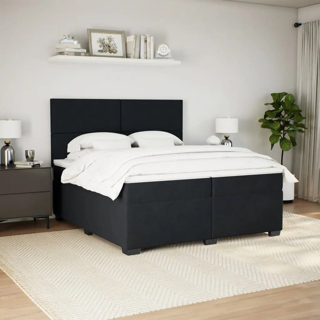 Box spring postel s matrací černá 200x200 cm samet 3293298