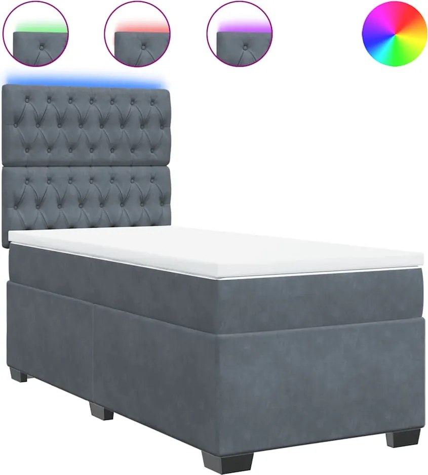Box spring postel s matrací tmavě šedá 100x200 cm samet 3293141