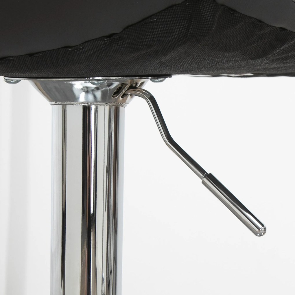 HOMCOM Sada 2 barových židlí z imitace kůže s opěradlem, otočné kuchyňské a obývací židle s opěrkou nohou, 42x45x89-110cm, Šedé