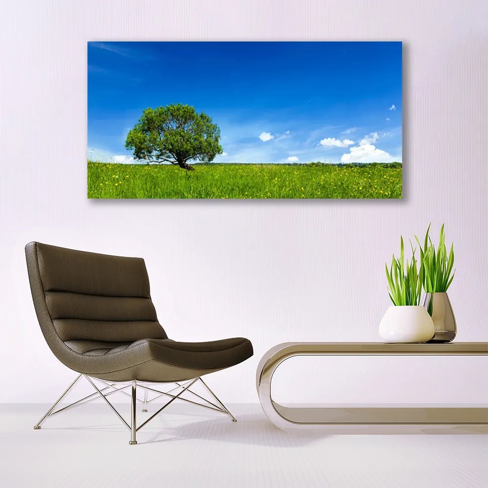 akrylový obraz Tráva Strom Příroda 120x60 cm