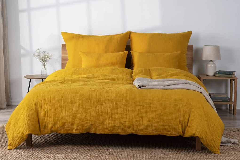 Celoroční mušelínové povlečení Honey - GOTS Velikost: 220 x 200 + 2 x 70 x 90