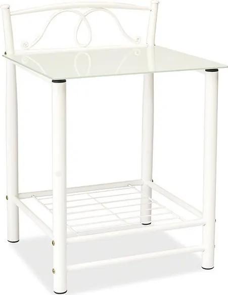 Casarredo - Komfort nábytek Kovový noční stolek ET-920 bílý kov/sklo