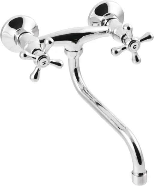 Invena Roma, umyvadlová-dřezová baterie s prodlouženou výlevkou 250mm v typu S, chromová, INV-BC-22-00S-L
