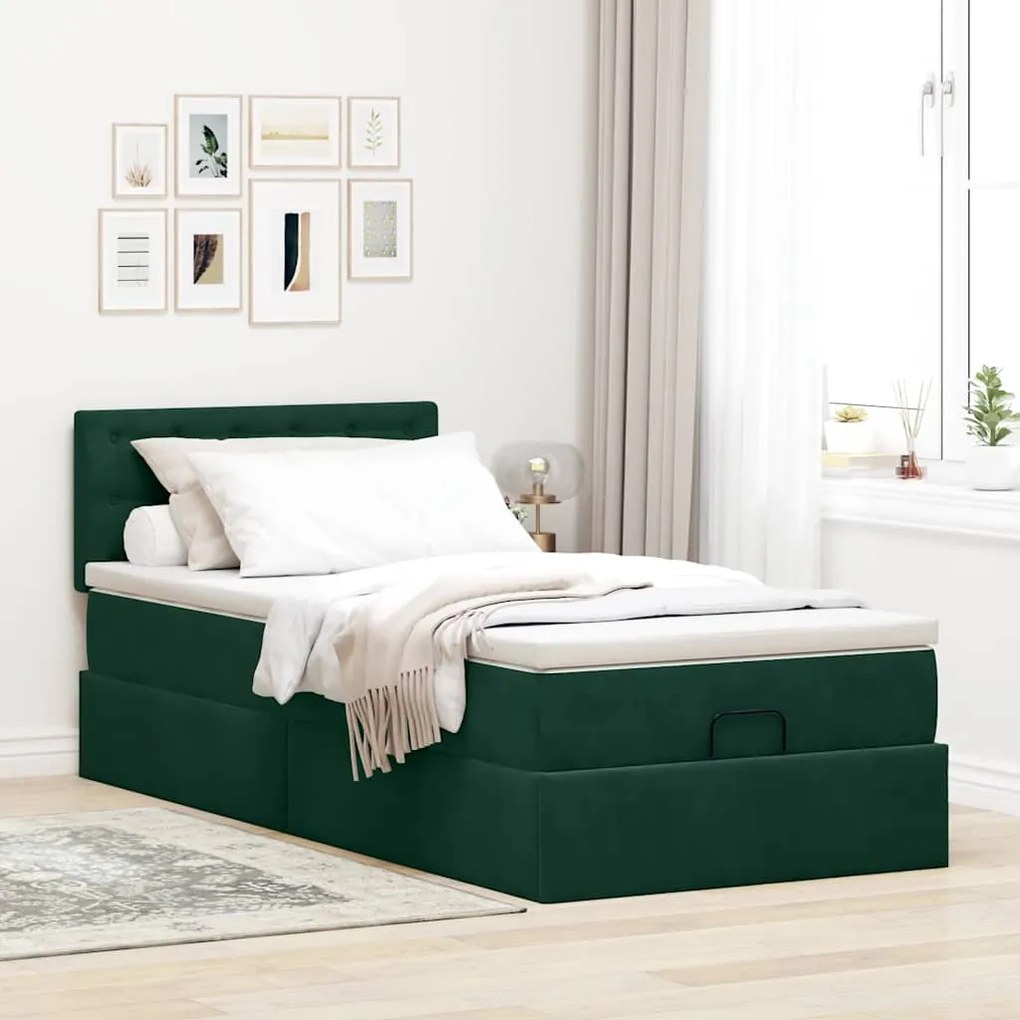 Osmanský rám postele s matrací tmavě šedá 80x200cm samet 3311882