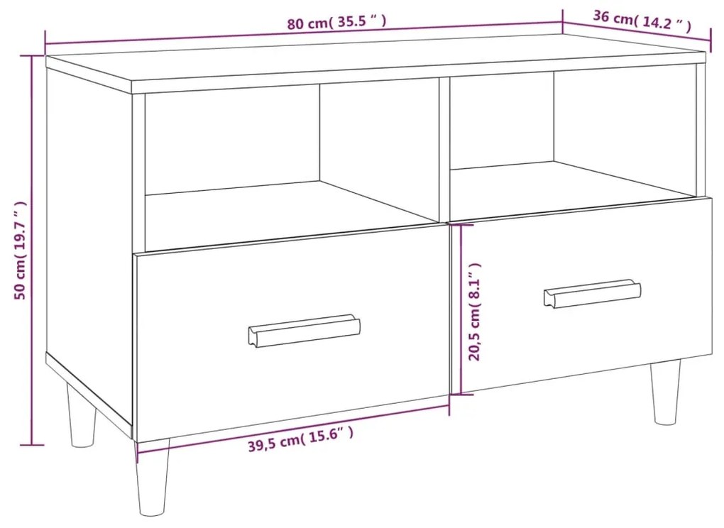 TV skříňka černá 80 x 36 x 50 cm kompozitní dřevo - Default Title