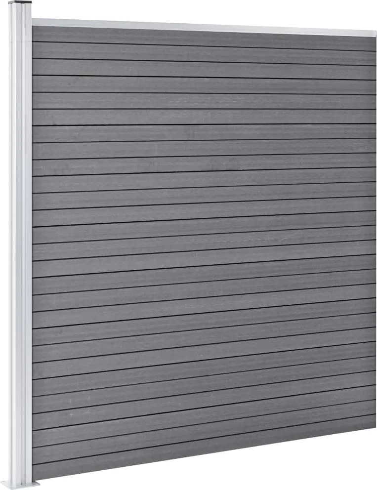 Plotová sada WPC 4 čtvercové + 1 šikmý díl 792 x 186 cm šedá 3053236