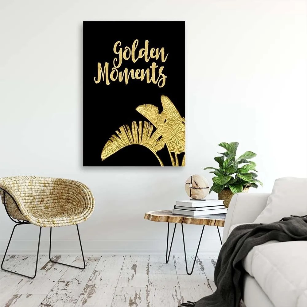 Gario Obraz na plátně Zlatý nápis a listy - Andrea Haase Rozměry: 40 x 60 cm