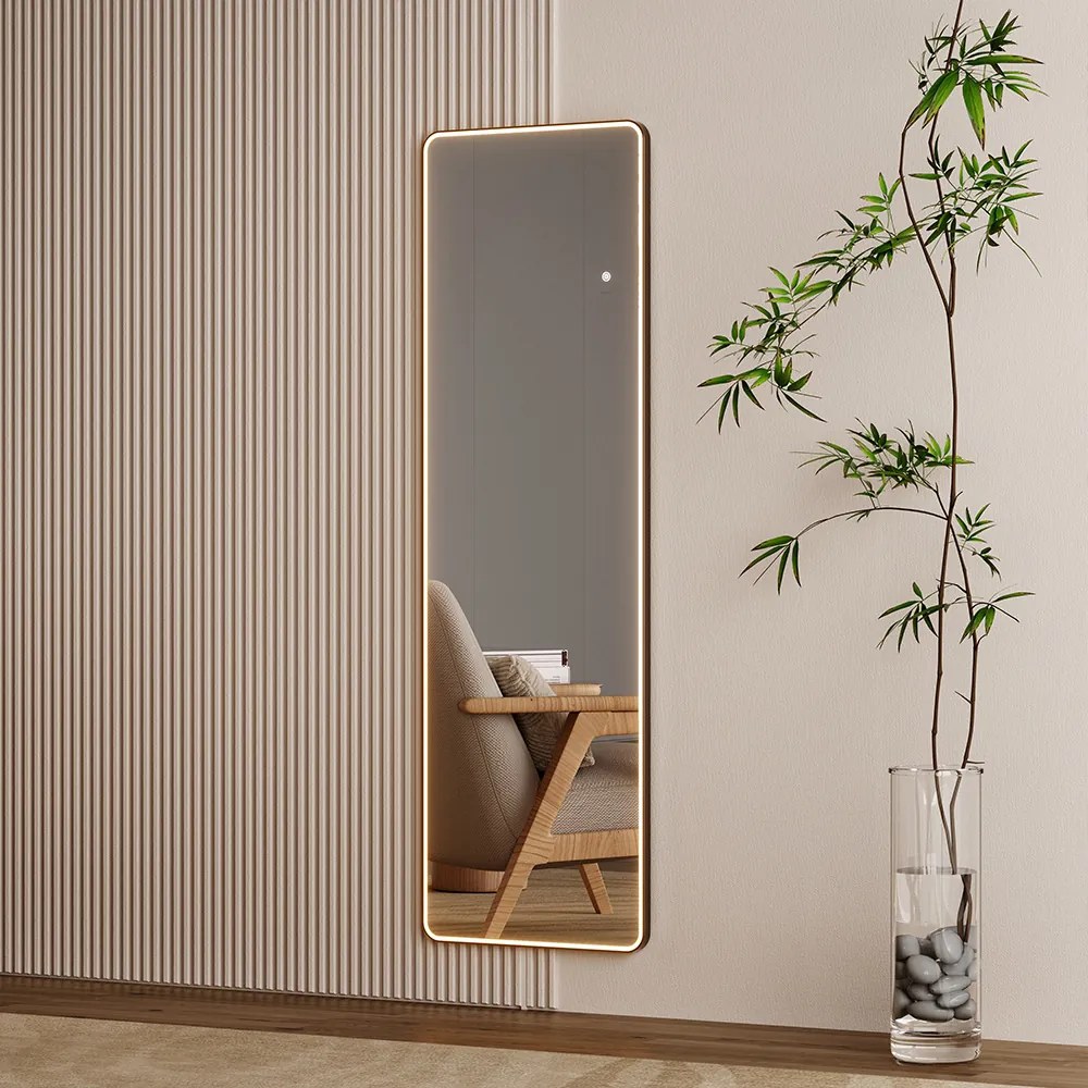Mereo, Mereo Zrcadlo hranaté 500x1700 mm, LED osvětlení, závěsné i stojaté, černý rám, MER-CN188