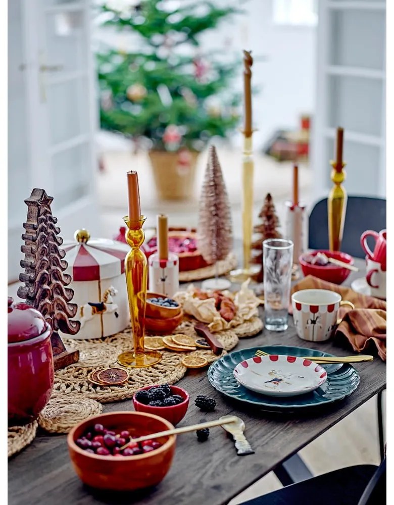Krémové dezertní talíře s vánočním motivem z kameniny v sadě 2 ks ø 16 cm Merry-go-round – Bloomingville