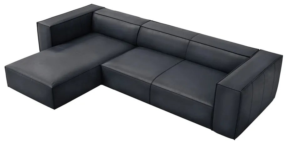 Tmavě modrá kožená rohová pohovka (levý roh) Madame – Windsor &amp; Co Sofas