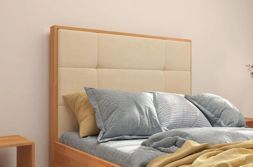 Buková postel s čalouněným čelem - Frida,   , Buk přírodní, 140x200 cm