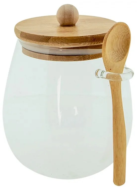 Skleněná dóza/ cukřenka s bambusovým víčkem a lžičkou – 660 ml