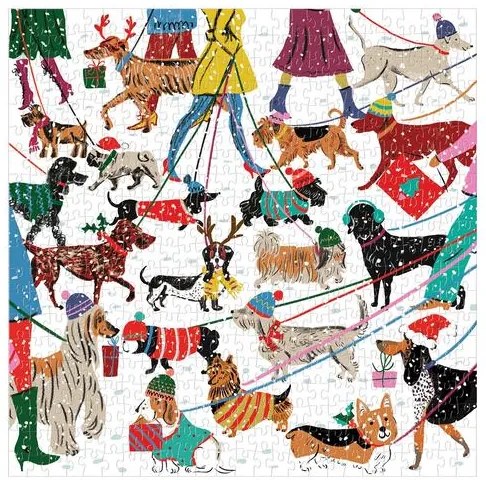 Galison Puzzle Pejsci v zimě 500 dílků