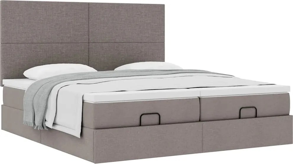 Osmanský rám postele s matrací taupe 180x200cm textil 3313675