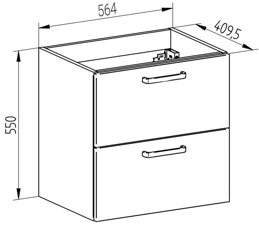 Mereo Leny koupelnová skříňka s keramickým umyvadlem 60 cm lesklá bílá CN811N