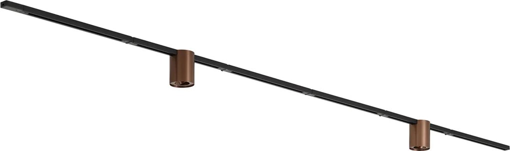 Moderní kolejnicový systém černý se 2 tmavě bronzovými bodovými světly 1-fázový - Iconic Rondoo Up