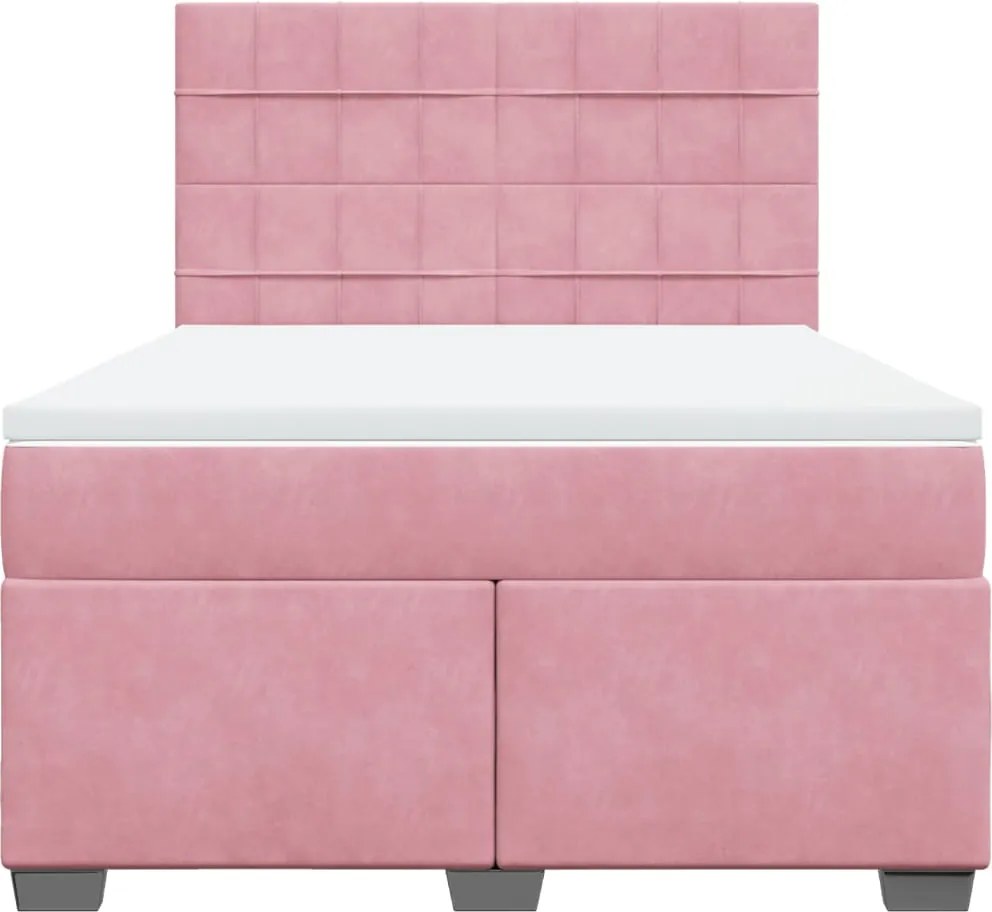 Box spring postel s matrací růžová 160x200 cm samet 3293259