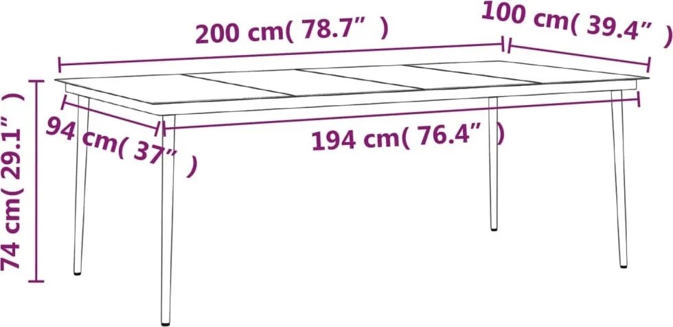 vidaXL 9dílný zahradní jídelní set s poduškami [3099376] Barva: Černá