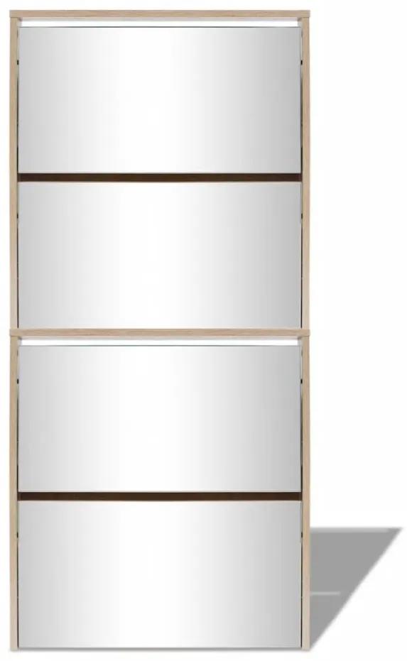 Botník Sinclair - čtyřpatrový - zrcadlový - dub | 63x17x134 cm