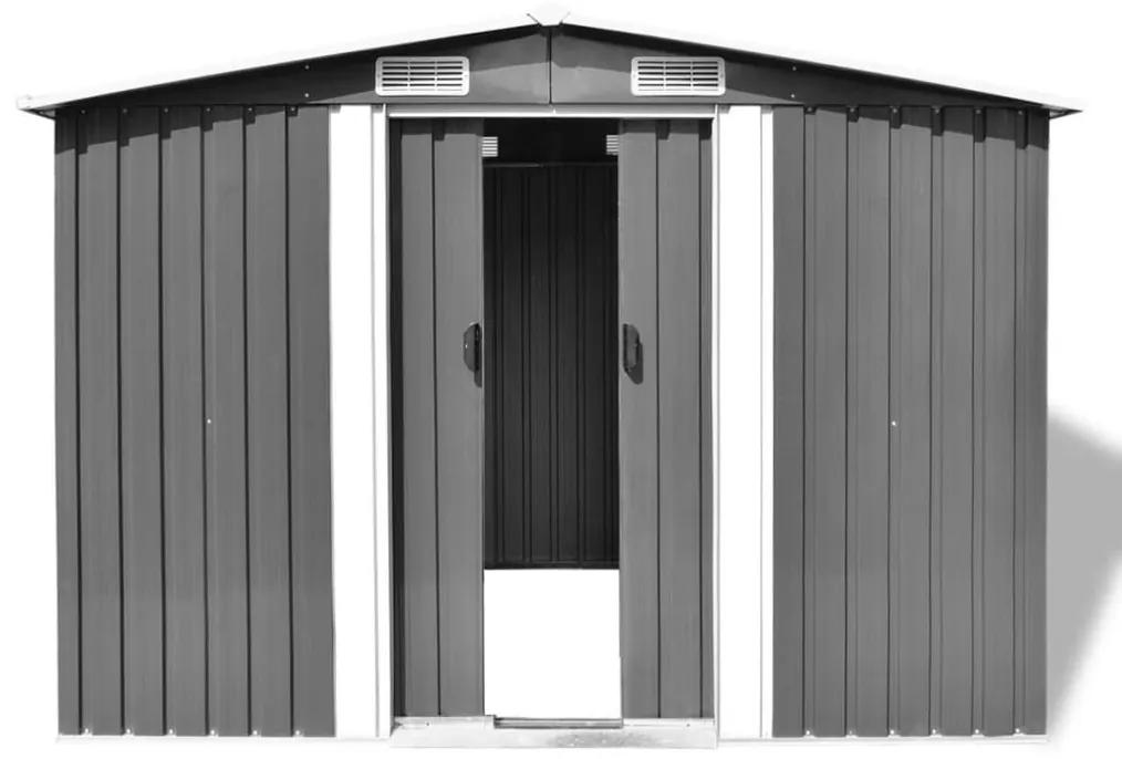 vidaXL Zahradní domek na nářadí šedý kovový 257 x 205 x 178 cm