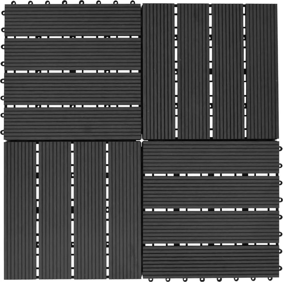 Terasové dlaždice z dřevoplastu - 11 ks - černé | 30x30 cm 1 m²