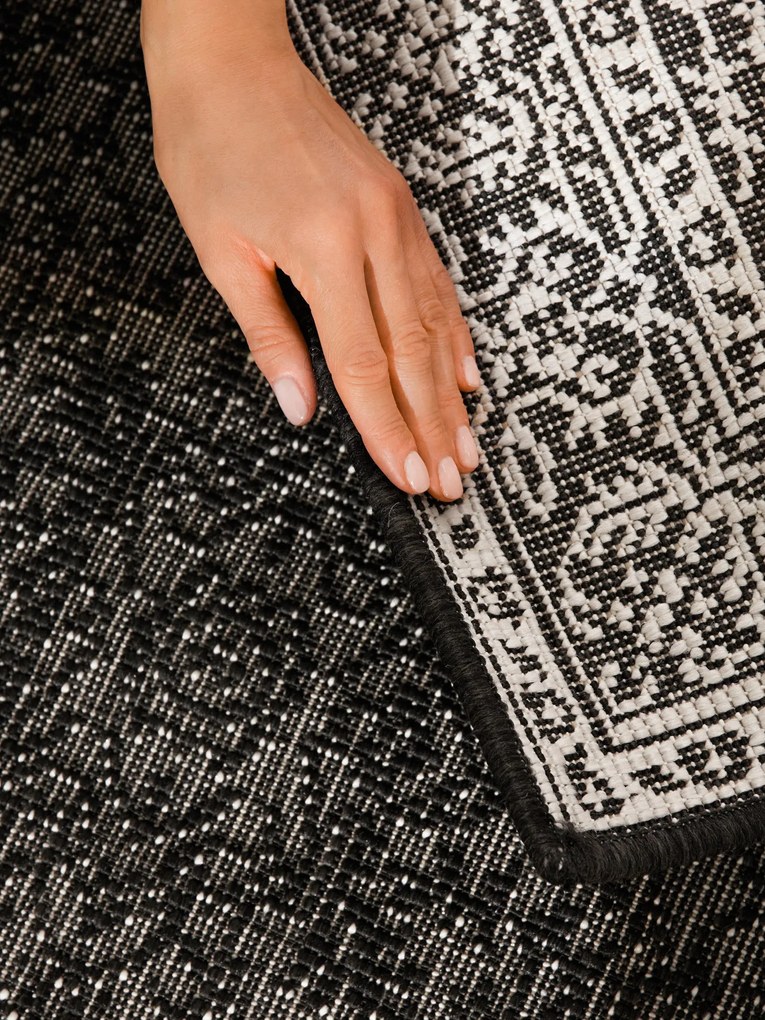 NORTHRUGS, Koberec běhoun Duet Kona 106248 Black/White - na ven i na doma, 80x250, černobílá, chodba / předsíň