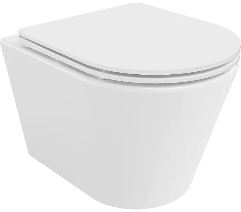 Mexen Rico závěsné wc Rimless s toaletním Slim sedátkem z duroplastu, bílá - 30720300