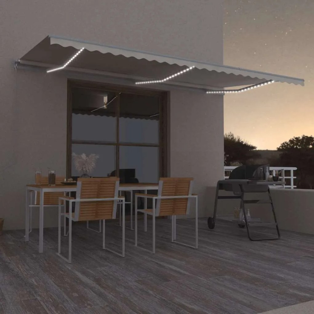 Ručně zatahovací markýza s LED světlem 600 x 300 cm krémová 3068962