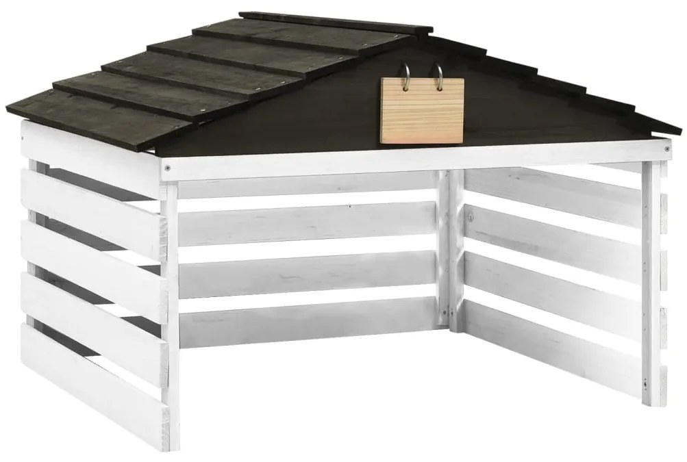 Garáž na robotickou sekačku černobílá 78x74x54 cm jedlové dřevo 315300