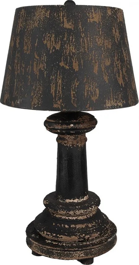 Černá antik dřevěno-kovová stolní lampa Nathalie - Ø 35*64 cm E27/max 1*60W