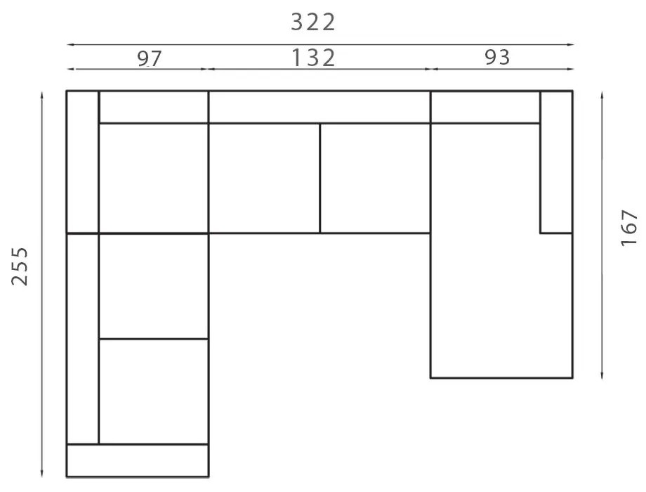 Sedací souprava VENTO U | 255x322x167 | VÝBĚR TKANIN | s úložným prostorem a rozkladem