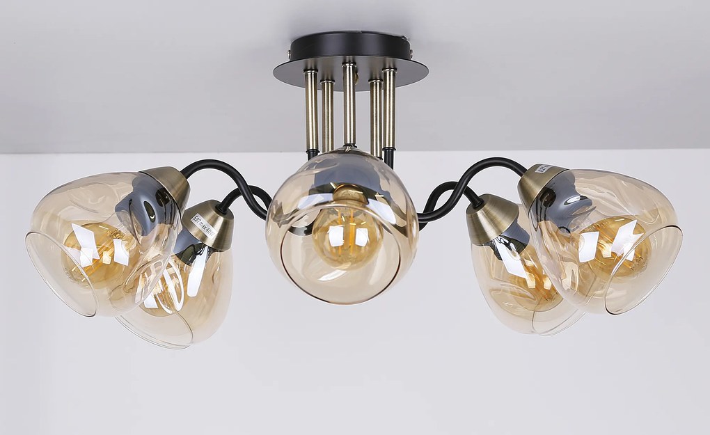 Černo-zlaté stropní svítidlo Unica pro žárovku 5x E27  - Candellux